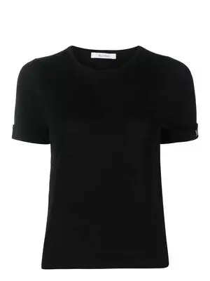 Max Mara Embroidered-logo Knitted Top - Black