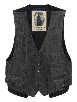 ZIGGY CHEN Linen Gilet - Blue