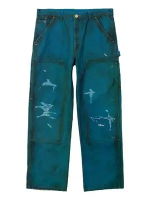 KAMIYA Distressed Cotton Trousers - Blue