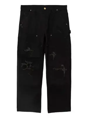 KAMIYA Distressed Cotton Trousers - Black