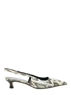 AeydĒ 40mm Snakeskin Slingback Pumps - Neutrals