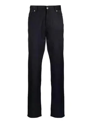 Zegna Logo-patch Slim-fit Trousers - Blue