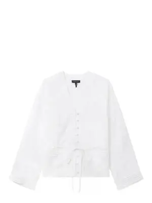 Rag & Bone Viviana Pintuck V-neck Shirt - White