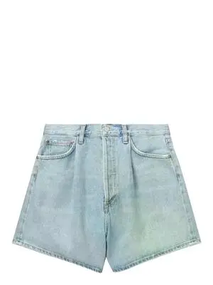 AGOLDE Pleated Denim Shorts - Blue