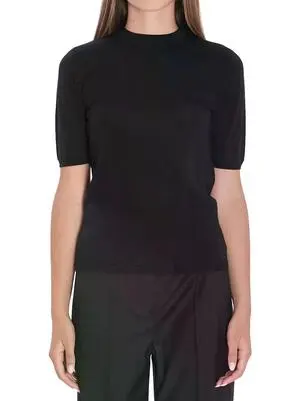 Max Mara Ribbed Wool T-shirt - Black