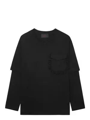 Simone Rocha Ruffle-pocket Layered T-shirt - Black
