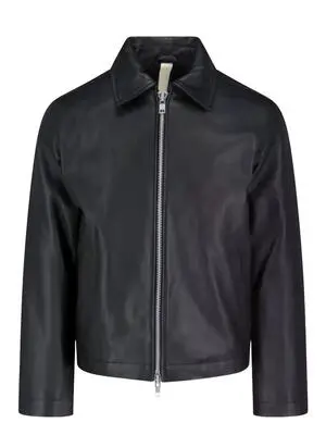 SUNFLOWER Zip-front Leather Jacket - Black