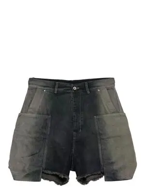 Rick Owens Frayed Pocket Denim Shorts - Blue