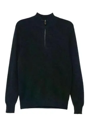 N.peal Ribbed Half Zip Sweater - Blue
