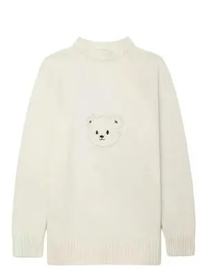 Joshua Sanders Bear-embroidered Crew-neck Sweater - White