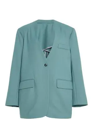 SLOAN Exclusive Collarless Wool Blazer - Blue