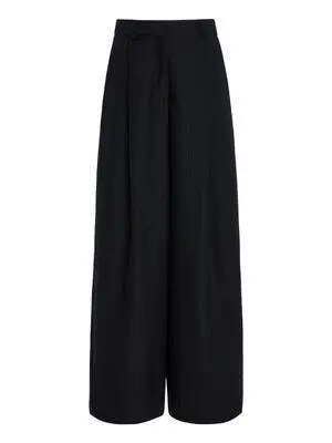 SLOAN Pleated Pinstriped Wool Trousers