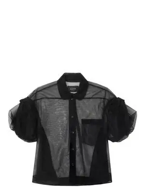 Simone Rocha Sheer Puff-sleeve Shirt - Black