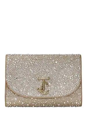JIMMY CHOO Crystal-embellished Curve Clutch - Gold