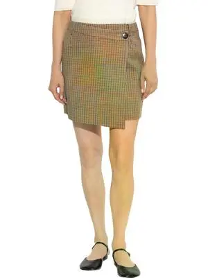 GESTUZ Checked Wrap Skirt - Neutrals