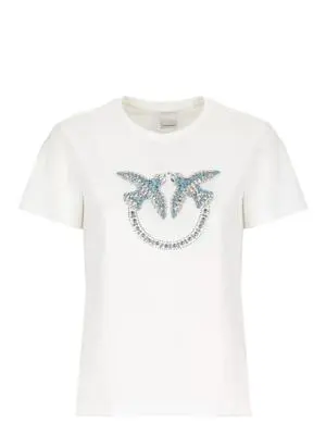 Pinko Love Birds Studded T-shirt - Neutrals