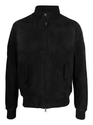 BARACUTA Suede Zip-front Jacket - Black