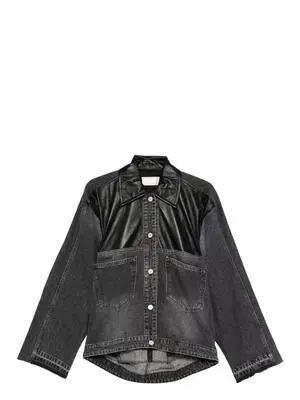 LITKOVSKA Leather-panel Denim Jacket - Grey