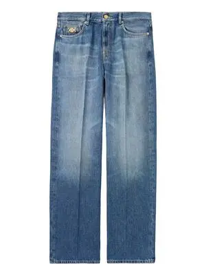 Versace Straight-leg Embellished Jeans - Blue