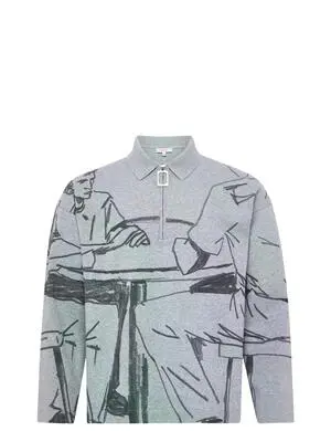 JW Anderson Illustration Print Half-zip Sweatshirt - Grey