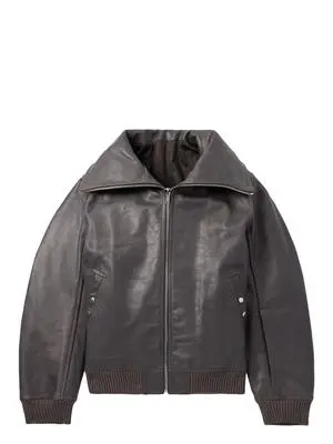 Rick Owens Blixa Leather Jacket Brown