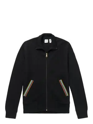 Paul Smith Stripe-trimmed Wool Zip-up Cardigan - Black