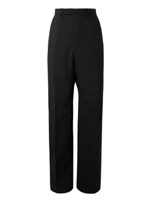 Rick Owens Geth Straight-leg Grain De Poudre Wool Trousers - Black