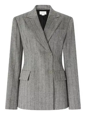 GENNY Pinstripe Crystal-embellished Jacket - Grey