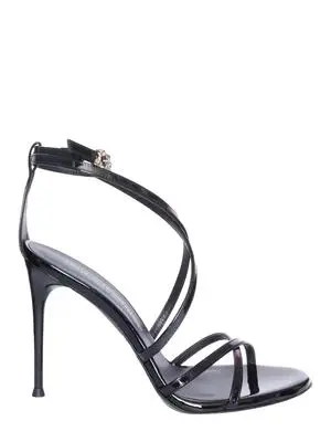 SERGIO LEVANTESI 110mm Rebel 5 Patent Leather Cross-strap Sandals - Black