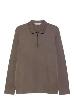 Canali Zip-neck Long-sleeve Top - Brown