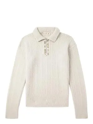 Marni Wool And Cashmere-blend Half-zip Sweater - Neutrals