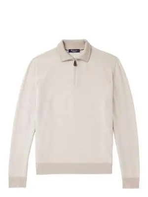 Loro Piana Roadster Cashmere Half-Zip Sweater Beige