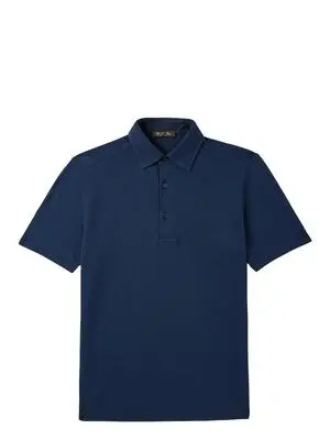 Loro Piana Garment-dyed Cotton-piqué Polo Shirt - Blue