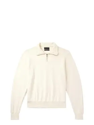 LES TIEN Yacht Cotton-jersey Half-zip Sweatshirt - Neutrals
