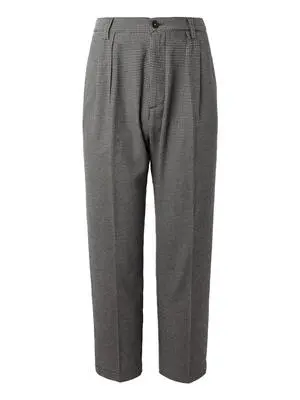 Massimo Alba Stan Straight-leg Pleated Houndstooth Trousers - Gray