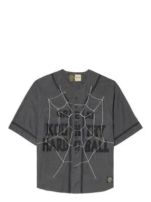 Kapital Embroidered Felt-trimmed Cotton And Wool-blend Shirt - Gray