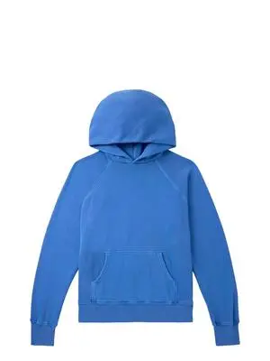 LES TIEN Heavyweight Structured-fleece Cotton-jersey Raglan Hoodie - Blue