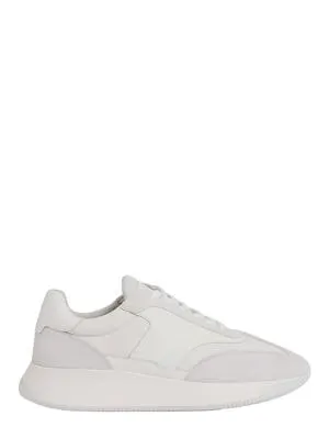 REISS Emmett Bonded Leather And Suede Trainers - White