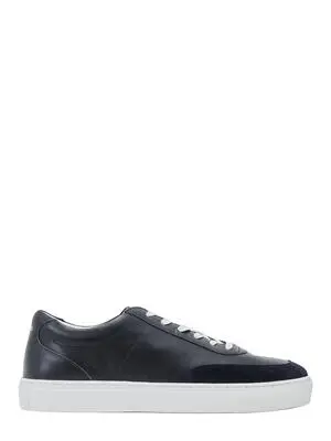 REISS Finton Bonded-leather Low-top Trainers - Dark Navy