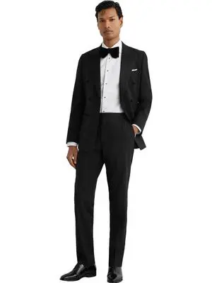 REISS Poker Side Stripe Classic Fit Wool-blend Tuxedo Trousers - Black