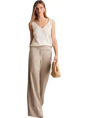 REISS Lyocell-linen Wide-leg Trousers - Neutral
