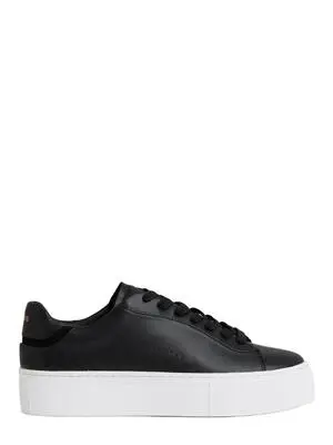 REISS Francesca Leather Low-top Trainers - Black