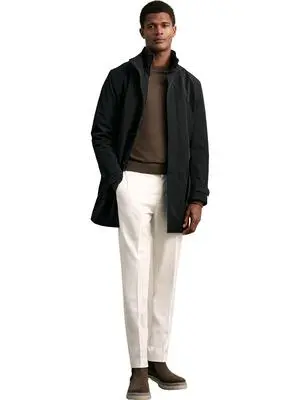 REISS Hybrid Overcoat With Removable Gilet - Black