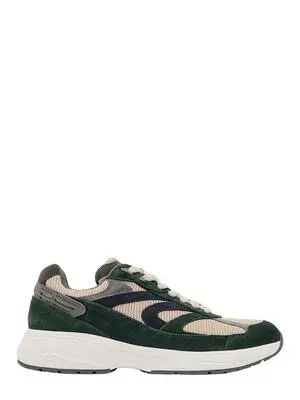 REISS Panelled Running Trainers Forest Green/stone