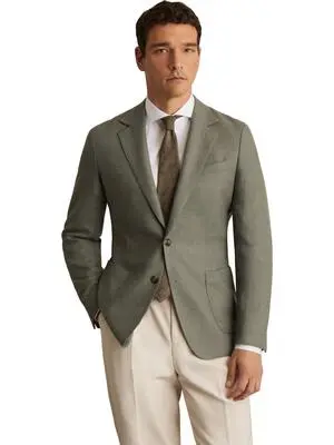 REISS Midnight Wool-blend Single-breasted Blazer Slim-fit - Sage Green