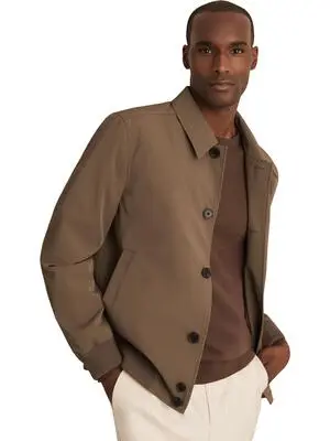 REISS Bobby Technical Button-through Jacket - Chestnut Brown