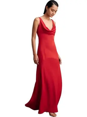 REISS Vanessa Cowl-neck Maxi Dress - Red