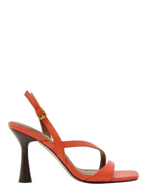 REISS Leather Heeled Sandals - Coral