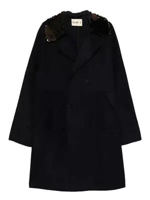 Plan C Sequin-embellished Double-breasted Coat - Blue