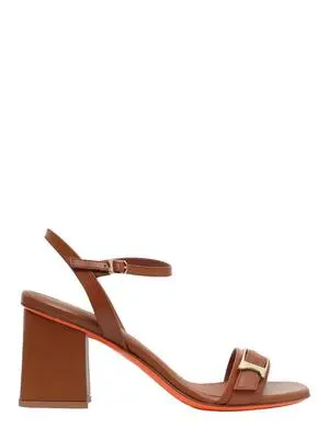 Santoni Buckle Detail Block Heel Sandals - Brown